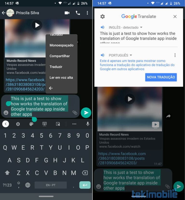 Como usar o tradutor de textos do Google no WhatsApp (e qualquer outro app)